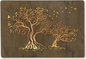 Li-Go "Dvě olivy" světelný obraz 230V 90x60 cm provedení povrchu: dub světlý