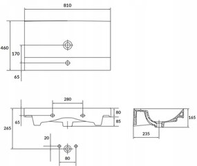 Cersanit Larga, skříňkové umyvadlo 81x46 cm, bílá, K120-010