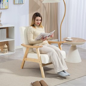 HOMCOM Křeslo do Obývacího Pokoje Nordic S Područky, Polstrování, Padded Křeslo s Dřevěným Rámem, Křeslo s Vzhledem Veluru, Čalouněné Křeslo do Ložni…