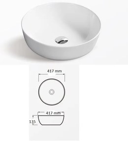 Gamma Bona, umyvadlo na desku 417x417x135 mm, bílá lesklá, GMA-UC-BONA
