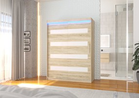 ADRK Furniture Posuvná skříň s lacobelem a LED osvětlením MARTINEZ 150 ADRK-SW-MAR-SWL-150-L