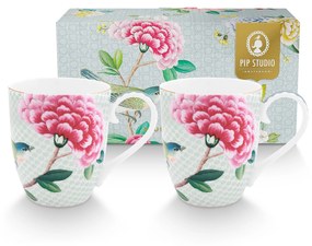 Pip Studio Blushing Birds sada 2 hrnků XL 450ml, bílá (sada 2 hrnků v dárkovém balení)