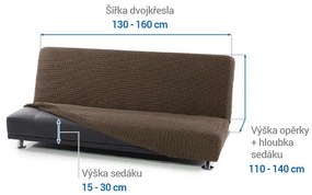 Super strečové potahy NIAGARA tabáková dvojkřeslo s dřevěnými rukojeťmi (š. 130 - 160 cm)