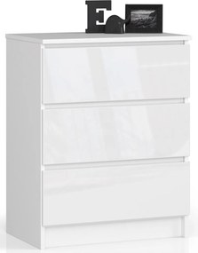 Komoda K60 3SZ bílá/bílý lesk