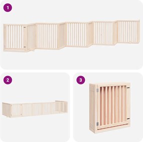 Zábrana pro psy s dvířky skládací 10 panelů 800 cm topol 3155671