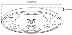Dětské stropní LED svítidlo Bear, 1x LED 34w, 4000k, p