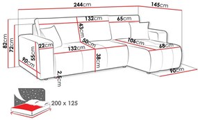 Rohová rozkládací sedačka ANFIR - tmavá šedá