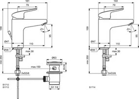 Ideal Standard CeraFlex - Umyvadlová baterie bez výpusti | chrom