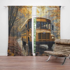 Sablio Závěs Žlutý školní autobus: 2ks 140x250cm