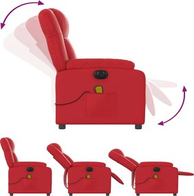 Elektrické masážní polohovací křeslo červené umělá kůže 3205148