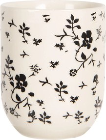 Porcelánový kalíšek na čaj s černými kvítky - ∅ 6*8 cm / 0,1L