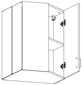 PROVENCE k | horní skříňka G60N rohová s policí | 60x60 cm | bílá/borovice andersen