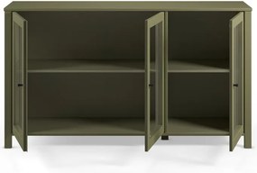 Zelená vitrína z borovicového dřeva 142x80x40 cm Alessandra – Marckeric