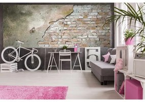 DIMEX | Panoramatická vliesová fototapeta na zeď Oprýskaná zeď MP-2-0168  | 375 x 150 cm | béžová, růžová