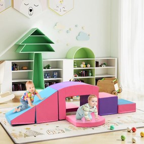 Costway 6 ks. Schaumstoffbausteine Softbausteine mit Tunne Treppe a Rampe
