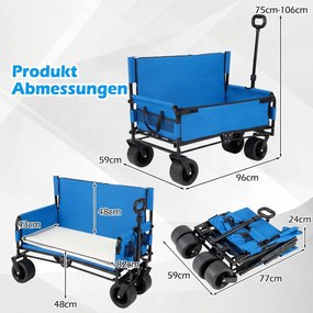 Costway 2-in-1 ruční vozík s lavicí skládací plážový vozík s nastavitelným