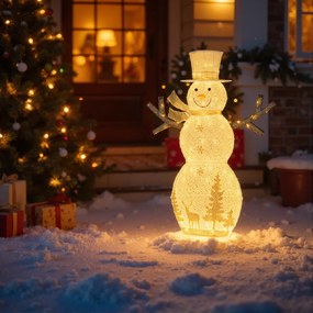 Costway 141 cm vysoký LED sněhulák vánoční dekorace s 100 teplými bílými LED
