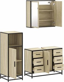 3dílný set koupelnového nábytku dub sonoma kompozitní dřevo 3300961