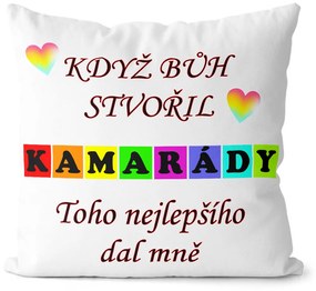 Polštář Když bůh stvořil kamarády (Velikost: 55 x 55 cm)