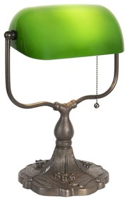 Zelená bankovní lampa tiffany Steven – 27x20x36 cm