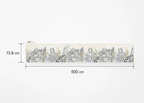 Samolepící bordura na zeď Kaligrafické Květiny | 5 m x 13.8 cm | DWB8419