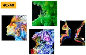Set obrazů pestrobarevná abstrakce