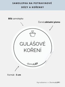 Samolepka na kořenky GULÁŠOVÉ KOŘENÍ bílá 5 cm základní písmo