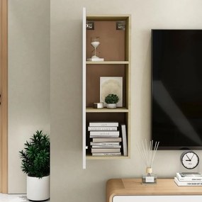 TV stolek Camion - dřevotříska - 30,5x30x90 cm | bílý a dub sonoma