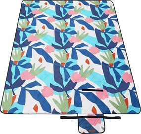 Pikniková deka, plážový koberec 200 x 150 cm, s barevným vzorem listů