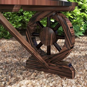 Outsunny Dvousedací Zahradní Lavice Dřevěná Lavice se 2 Dekorativními Koly Rustikální Styl Nosnost 200 kg pro Patio Terasu 120x29x39 cm Spálená