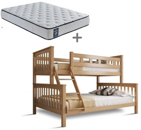 Patrová postel s matracemi a rošty MARIO FAMILY - buk natur