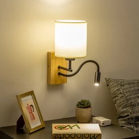 Brilagi - LED Nástěnná lampa NUBILA WOOD 1xE27/25W/230V+LED/3W dub/černá/krémová