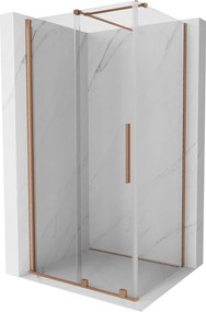 Mexen Velar, sprchový kout s posuvnými dveřmi 90(dveře) x 110(stěna) cm, 8mm čiré sklo, měděná matná, 871-090-110-01-65