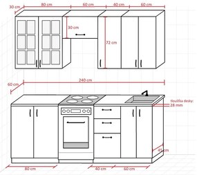 Kuchyně Michelle - 240 cm (bílá)