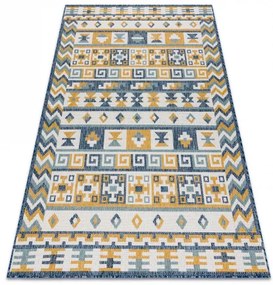 Dywany Luszczow Kusový koberec SISAL COOPER Aztécký, Etno, Cikcak 22218 ecru / tmavě modrá Rozměr koberce: 80 x 150 cm