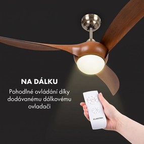 Klarstein Monteverde, stropní ventilátor, stropní světlo, 52", 8376 m³/h, 3 lopatky