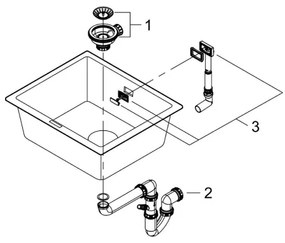 GROHE 31654AP0 - Dřez K700U 533 × 457 mm černý granit/černá