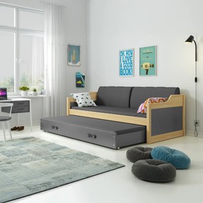 SMB Dětská výsuvná postel DAVE, 90x200 cm Barva: Modrá, Dekor: Grafit
