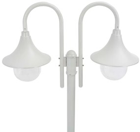 vidaXL Marketos Zahradní sloupová lampa 2 ramena E27 220 cm hliník bílá
