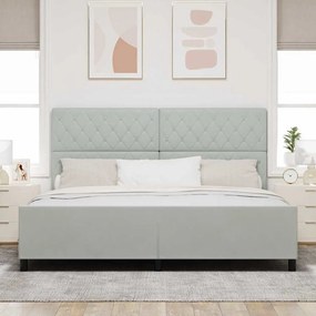 Postel s boxspringem s čelo Světle šedá 200 x 200 cm samet 3344897