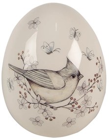 Dekorace keramické vajíčko s ptáčkem - Ø 13*16 cm