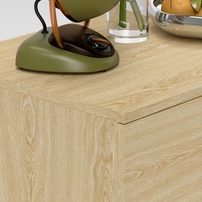 HOMCOM Komoda se 6 zásuvkami Moderní design s protišmykovým zajištěním 110Š x 40H x 75V cm Dřevěný vzhled