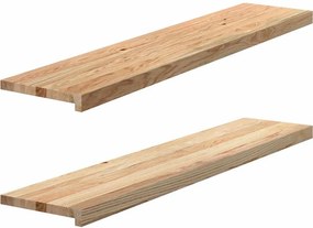 Nášlapy na schody 2 ks neošetřené 120x30x2 cm masivní dub 3283783