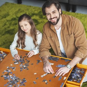 Costway Puzzle stolek s 4 zásuvkami Puzzle deska dřevo – 80 × 65 cm