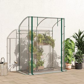 Skleník s dveřmi Zahnutá střecha Zimní skleník z ocelové fólie, skleník 128 x 70 x 170 cm Transparentní