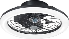 FAN LED-ETESIA-B-FAN Stropní svítidlo ETESIA s ventilátorem černá, hliník/akrylát, 30 W, 4800 lm, CCT, 17 x 49 cm - FANEUROPE