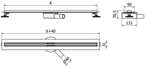 Mexen Flat 360° Slim lineární odtok rotační 120 cm, Zlatorůžová - 1641120