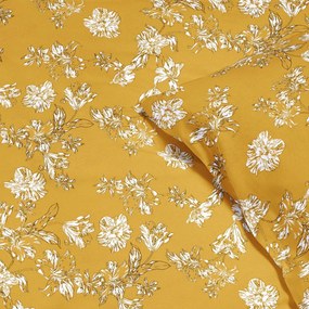 Goldea luxusní povlečení z bavlněného saténu - lilie na hořčicovém 140 x 220 a 70 x 90 cm