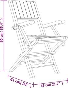 vidaXL Skládací zahradní židle 8 ks 55x61x90 cm masivní teakové dřevo [3155063]