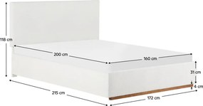 Čalouněná postel NUVOLA bílá 160x200 s roštem a úložným prostorem Kondela 0000405900